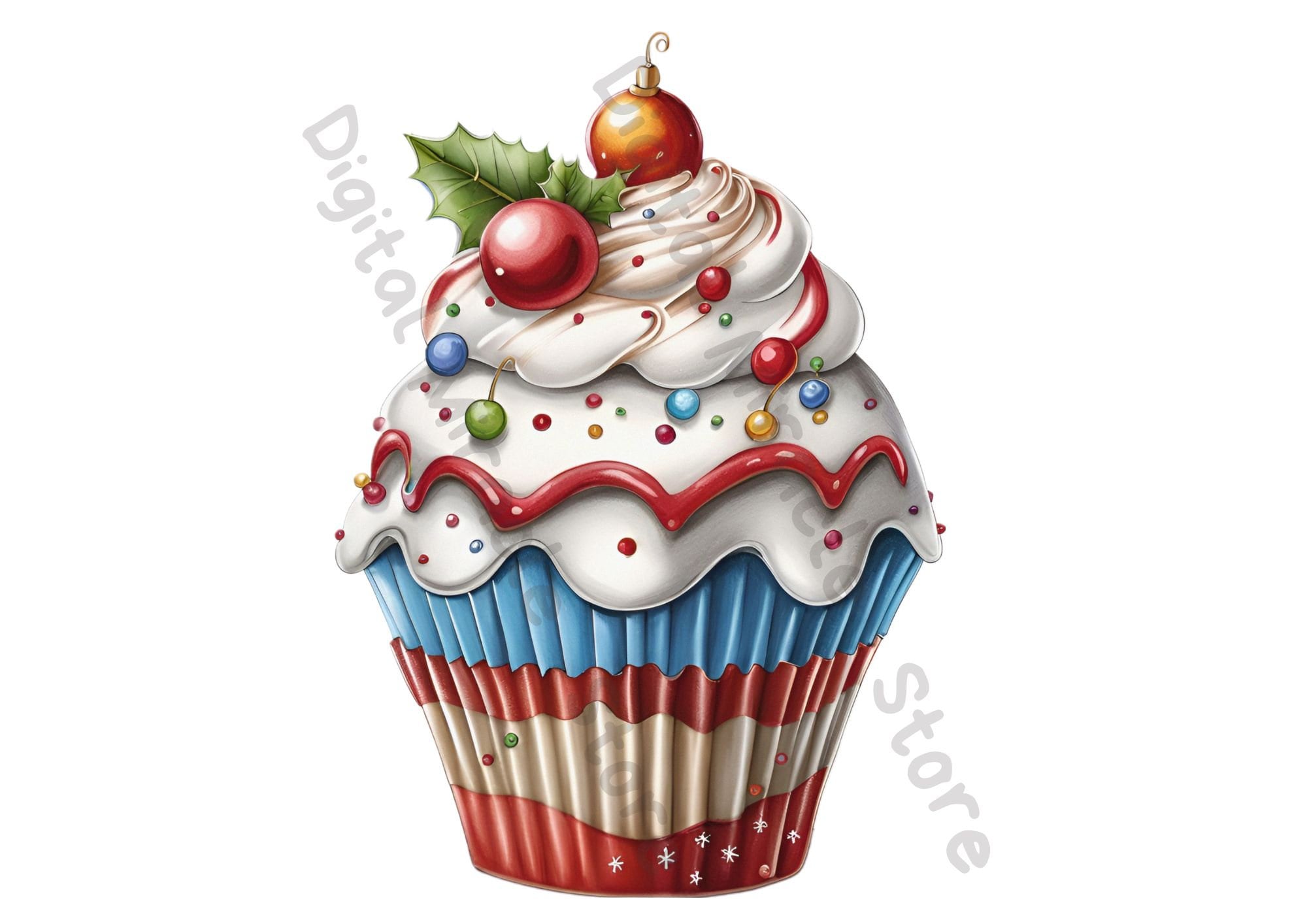 Watercolor Christmas Cupcakes Clipart, Christmas Dessert Clipart ...