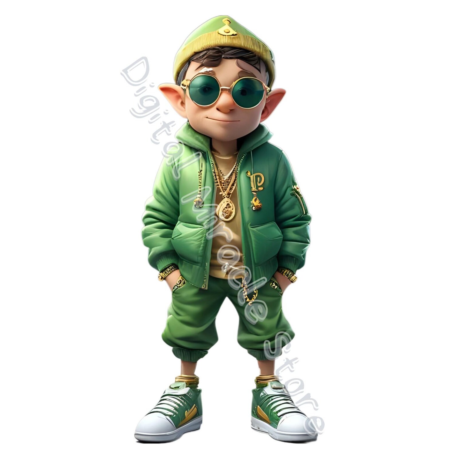Cool Elf Clipart, Hip Hop Elves, Elf in Sunglasses, Funny Elf, Festive ...
