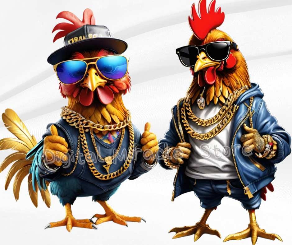 Funny Rooster PNG, Funny Chickens Clipart, Funny Chicken PNG, Hip Hop ...