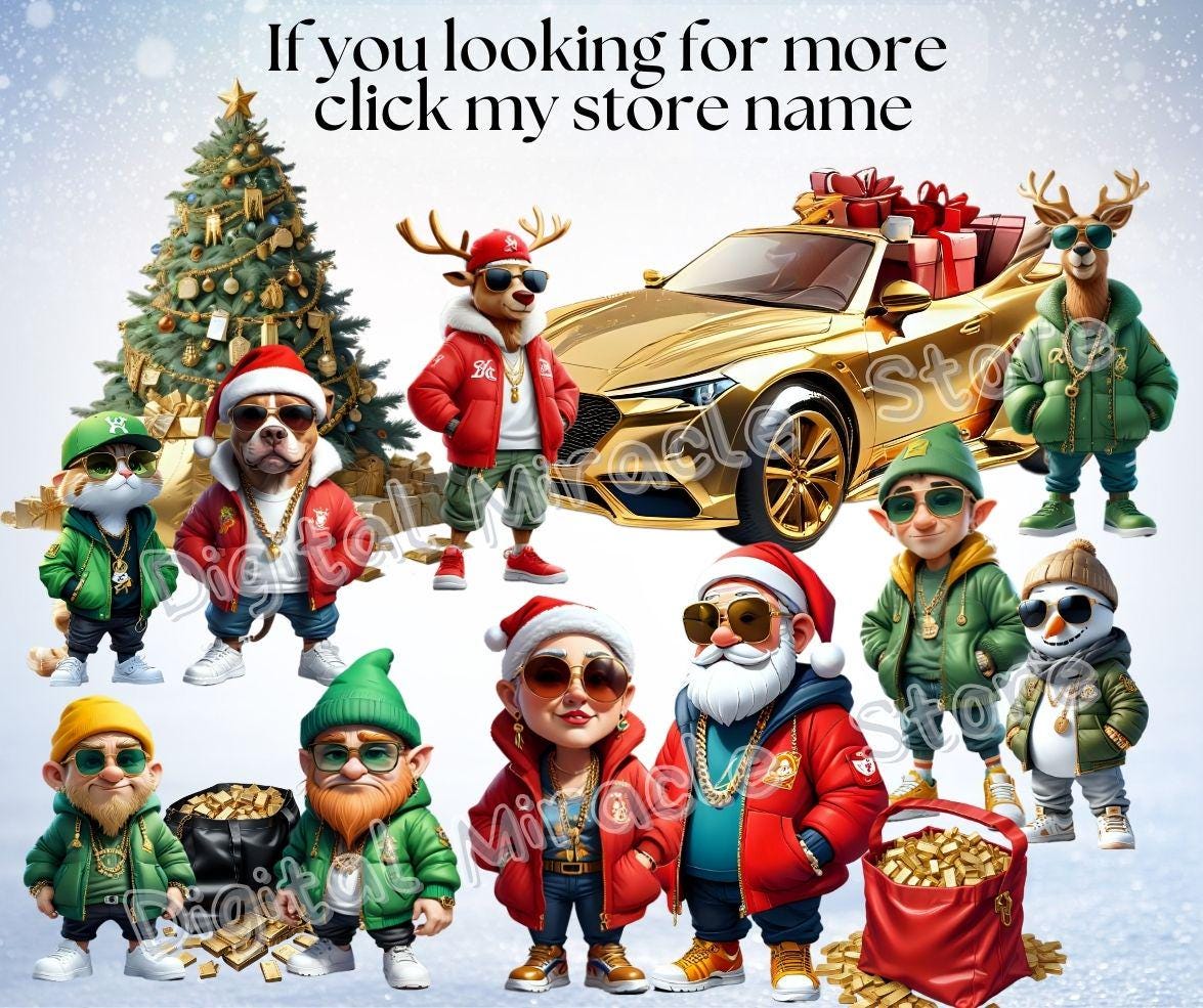 Cool Elf Clipart, Hip Hop Elves, Elf in Sunglasses, Funny Elf, Festive ...