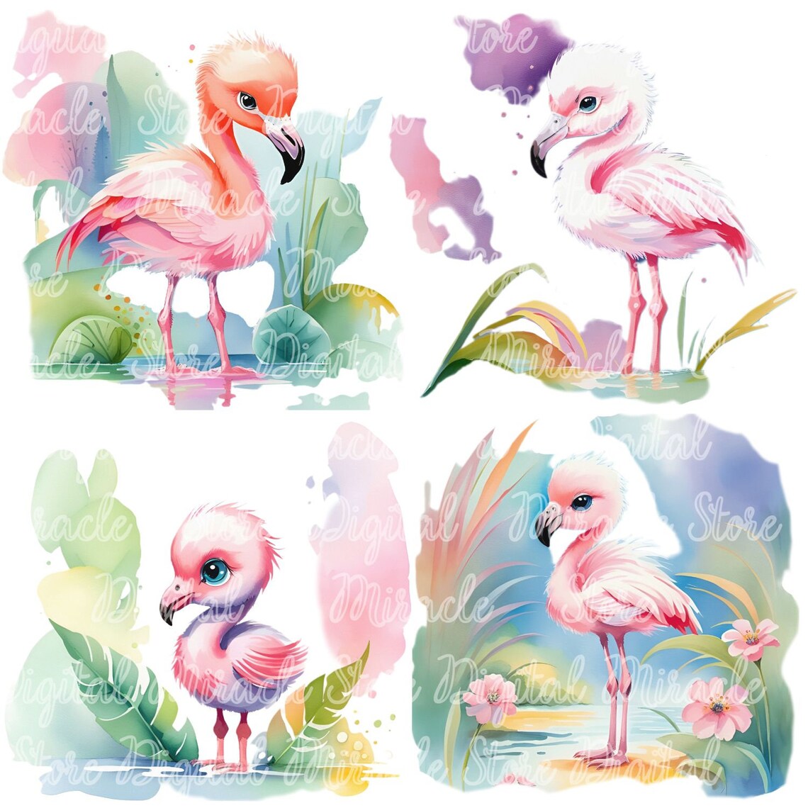 Flamingo Watercolor Clipart, Flamingo PNG, Flamingo Clipart, Cute ...