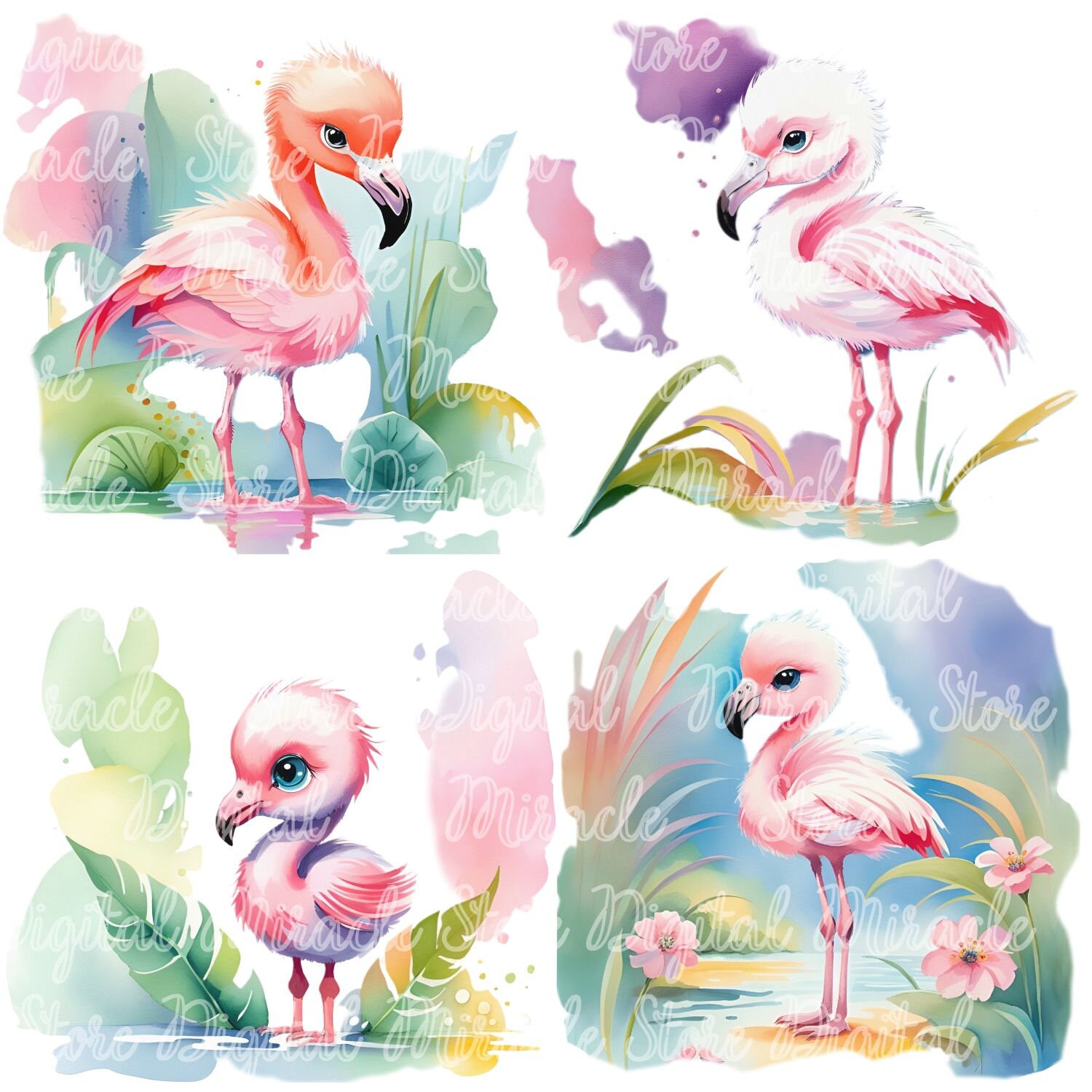Flamingo Watercolor Clipart, Flamingo PNG, Flamingo Clipart, Cute ...