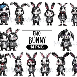 Emo Bunny PNG, Bunny Clipart, Emo Rabbit, Gothic Bunny, Punk Bunny, Funny Bunny, Urban Bunny ...
