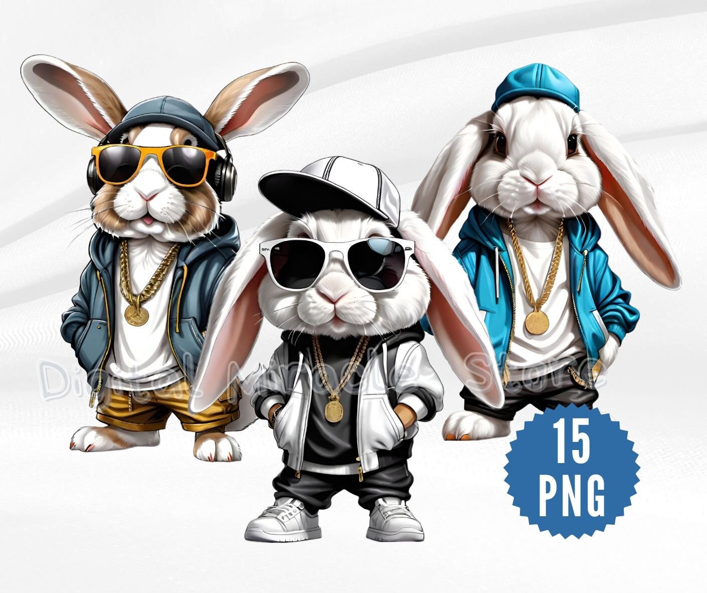 Hip Hop Bunny, Cool Bunny, Rabbit in Clothes, Bunny Sublimation, Bunny ...