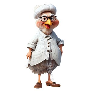 Grandma Chicken, Funny Chickens Clipart, Old Age Hen, Chicken With ...