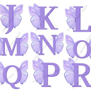 Purple Butterflies Letters, Butterfly Alphabet PNG, Butterfly Wing ...