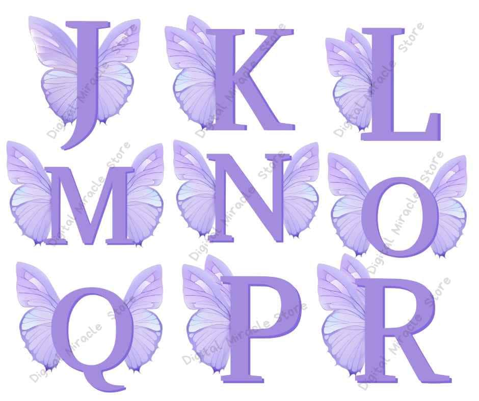 Purple Butterflies Letters, Butterfly Alphabet PNG, Butterfly Wing ...