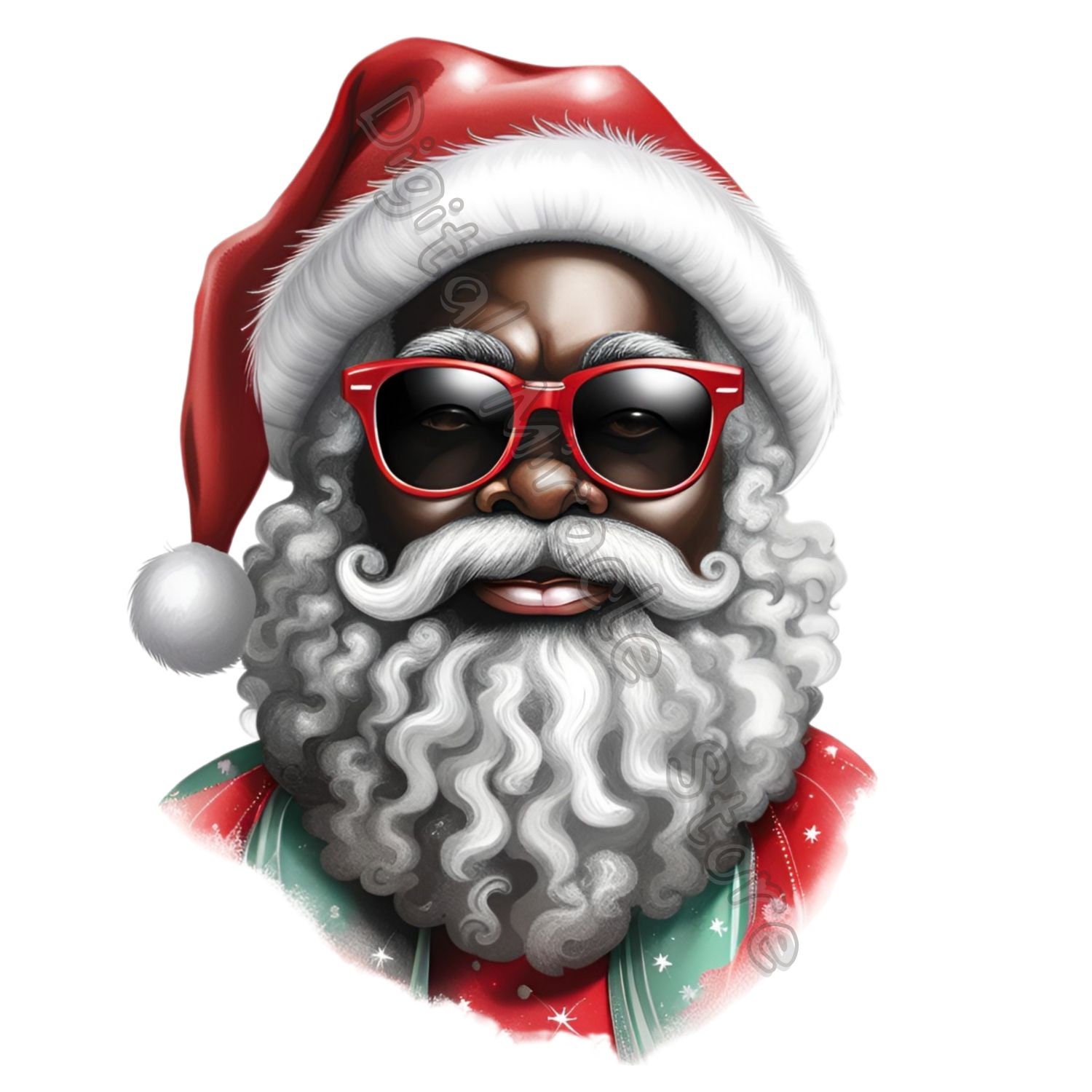 Black Santa PNG, Summer Santa, Coastal Santa, African American Santa ...