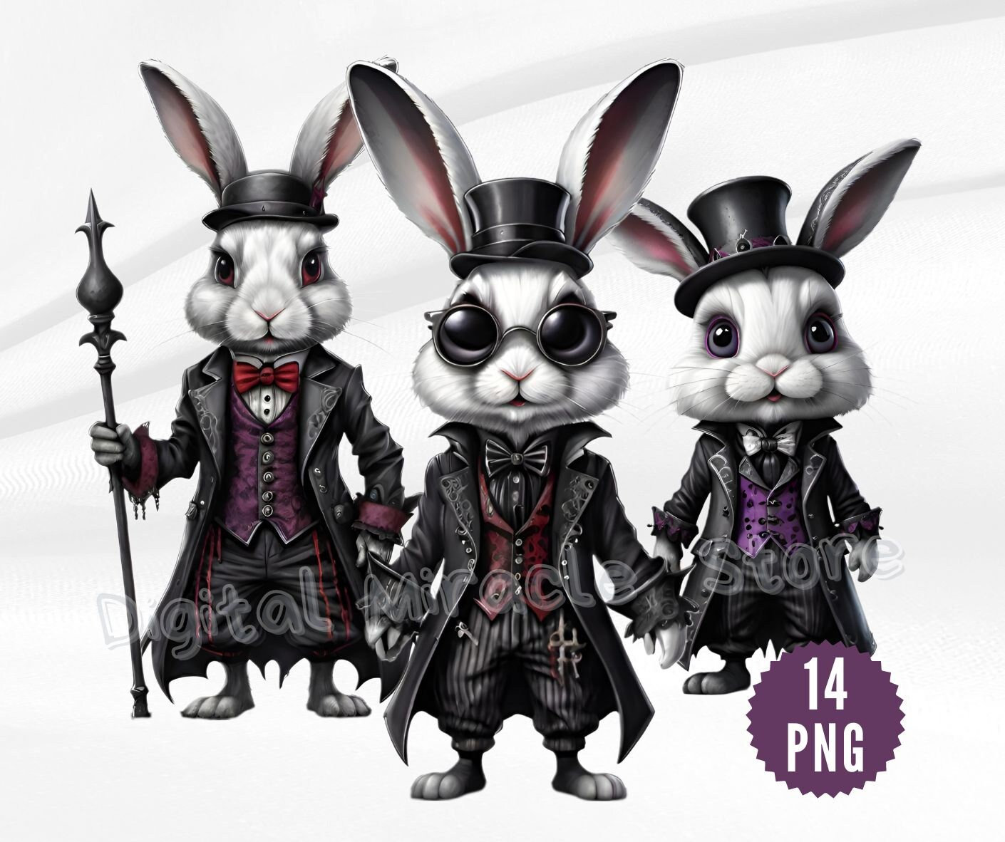Gothic Bunny, Punk Bunny, Emo Bunny, Gothic Easter Clipart, Punk Easter ...