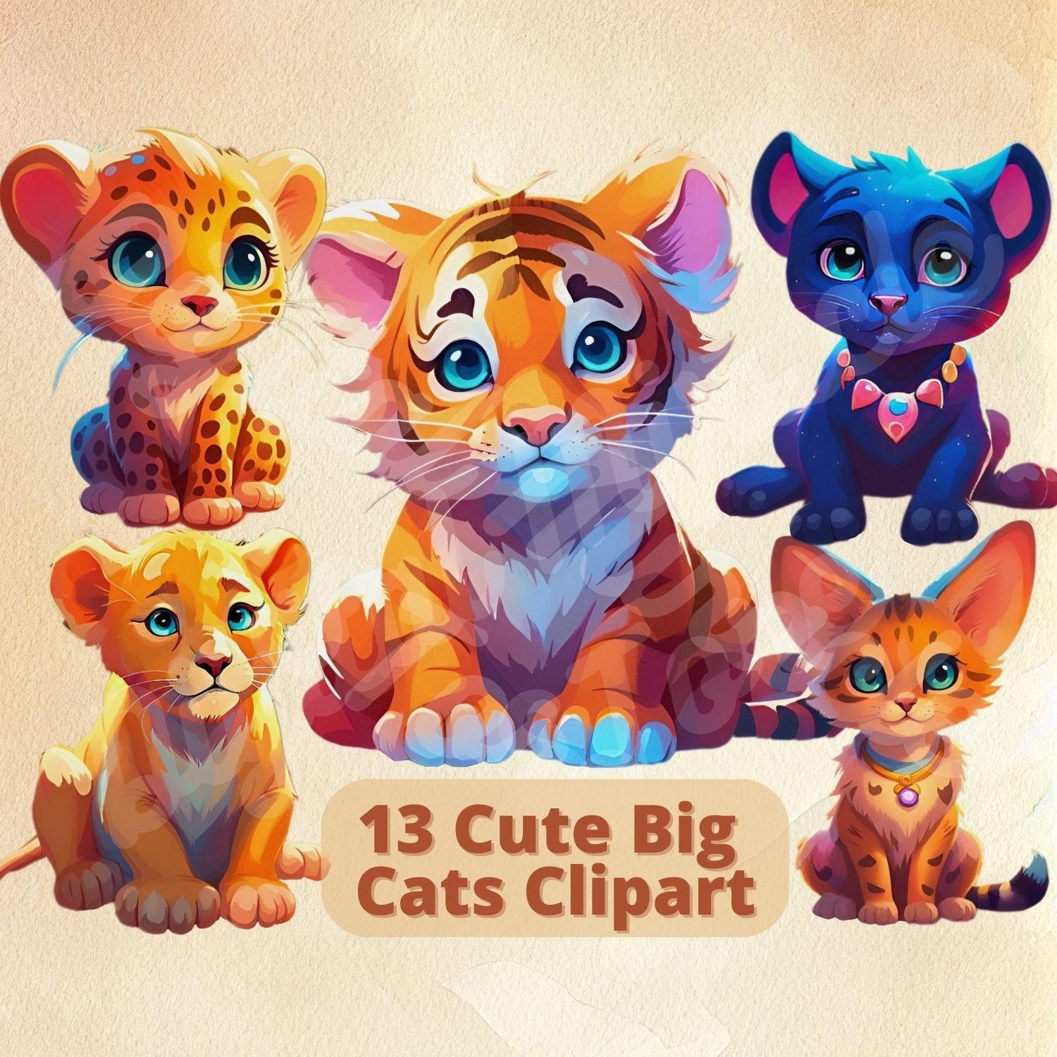 Cute Cat Clipart, Cute Big Cats Clipart, Magical Cat Clipart, Cute ...