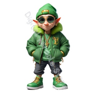 Cool Elf Clipart, Hip Hop Elves, Elf in Sunglasses, Funny Elf, Festive ...