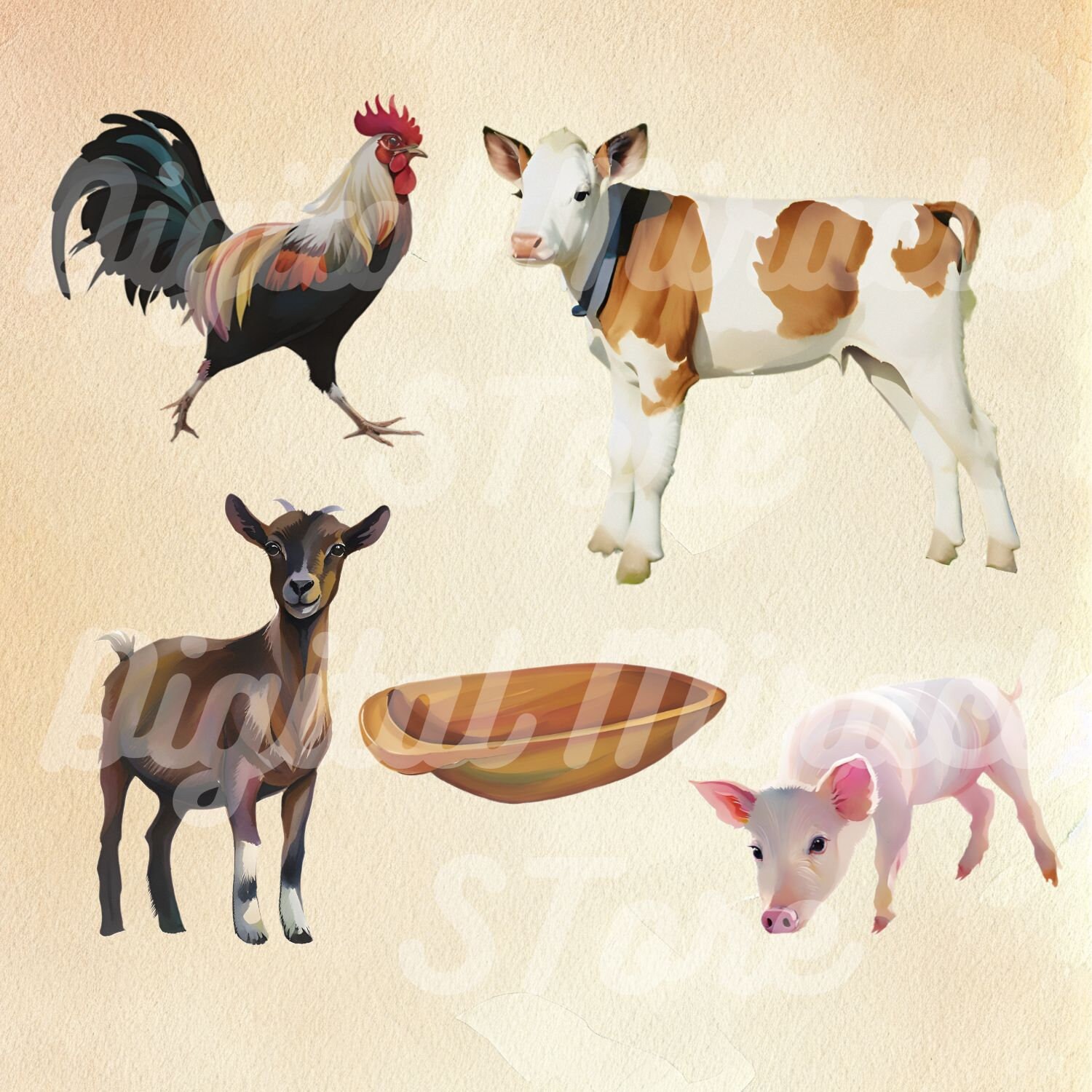 Cute Farm Clipart PNG, Farm Animals Clipart, Barn Clipart, Farm Scene ...