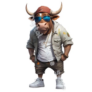 Cartoon Bull, Hip Hop Bull, Cool Bull, Funny Bull, Funny Farm Animal ...