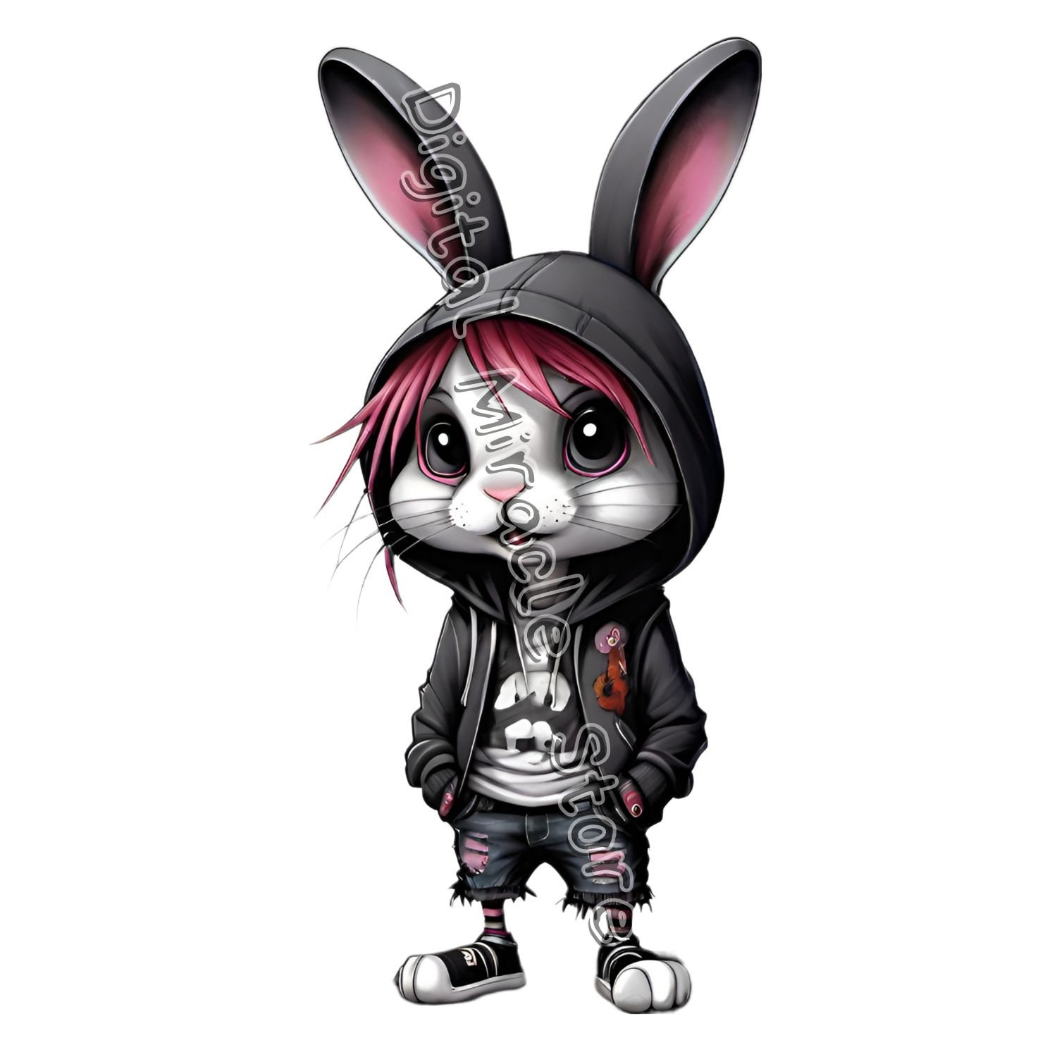 Emo Bunny PNG, Bunny Clipart, Emo Rabbit, Gothic Bunny, Punk Bunny ...