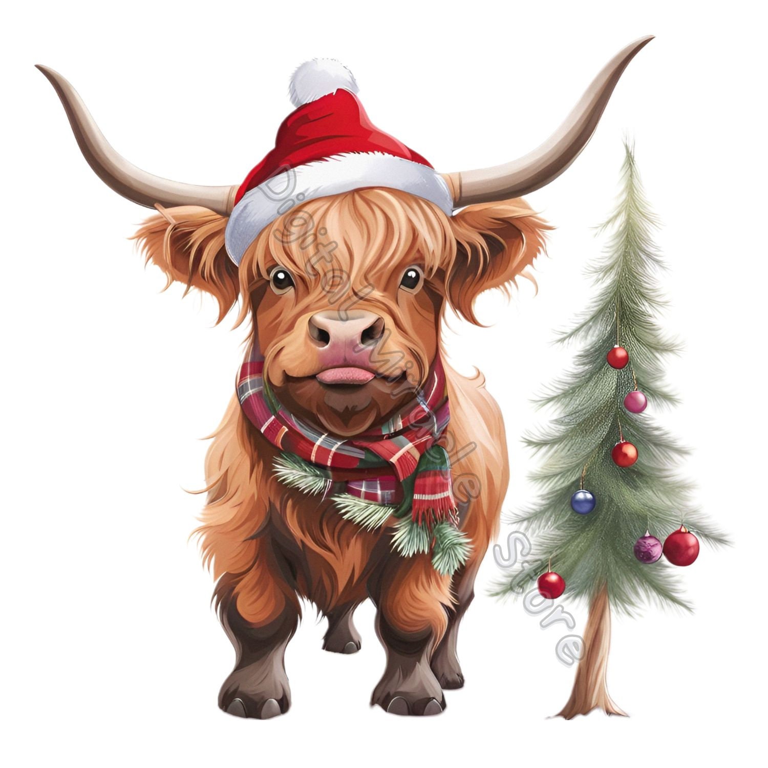 Christmas Highland Cow PNG Christmas Cow Winter Highland - Etsy