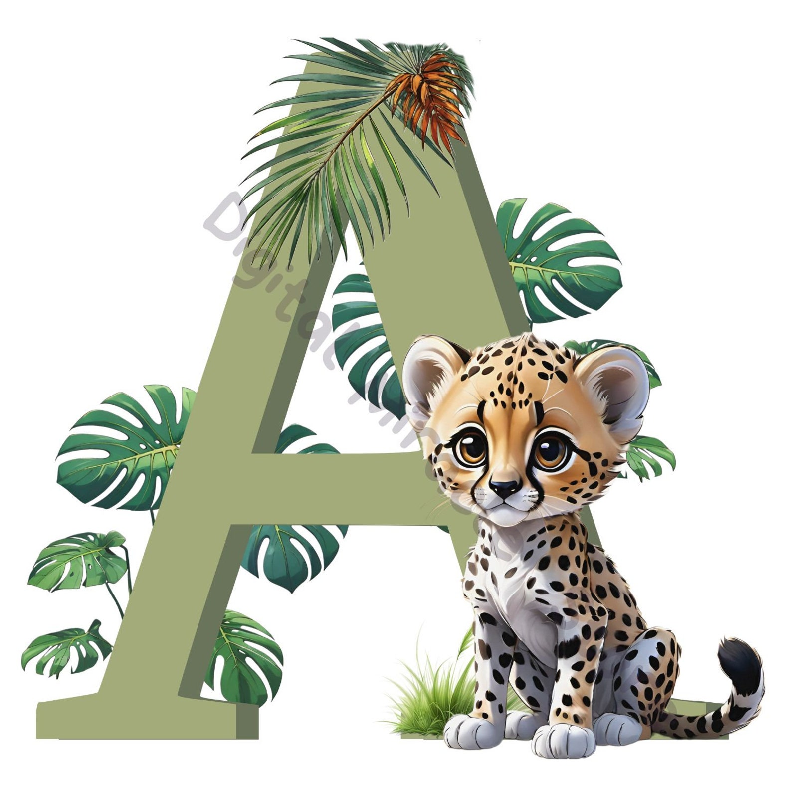 Jungle Alphabet, Cute Safari Animals Clipart, Jungle Animal Clipart ...