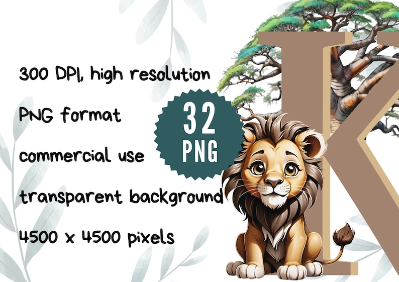 Jungle Alphabet, Cute Safari Animals Clipart, Jungle Animal Clipart ...