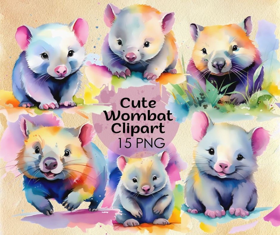 Cute Wombat Clipart, Wombat Sublimation, Australian Animals Clipart ...