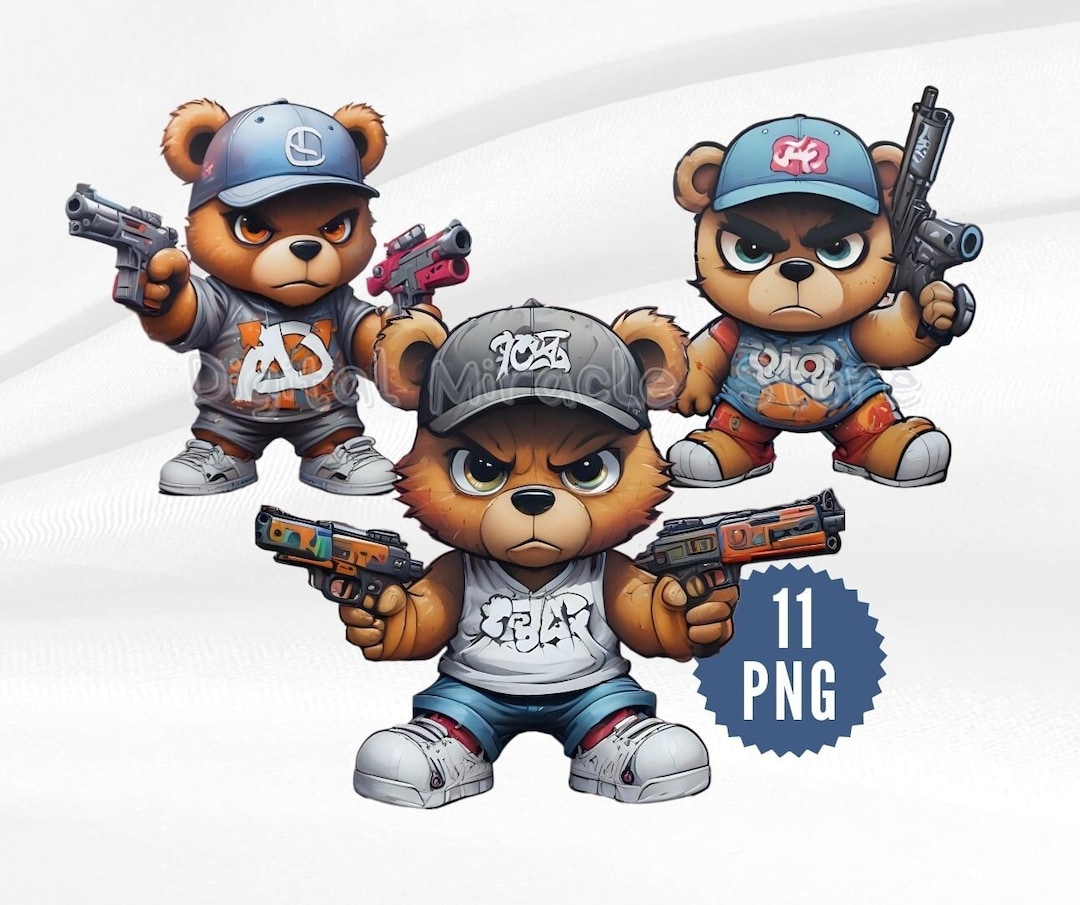 Teddy Bear With Gun, Gangster Teddy Bear, Gangsta Clip Art, Angry Bear ...