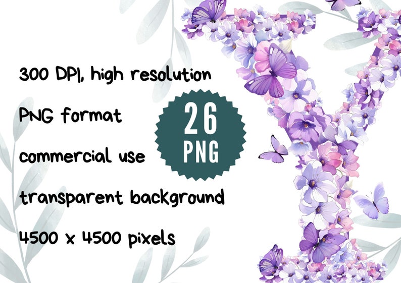 Floral Letters PNG, Purple Flowers Alphabet PNG, Flower Font PNG ...