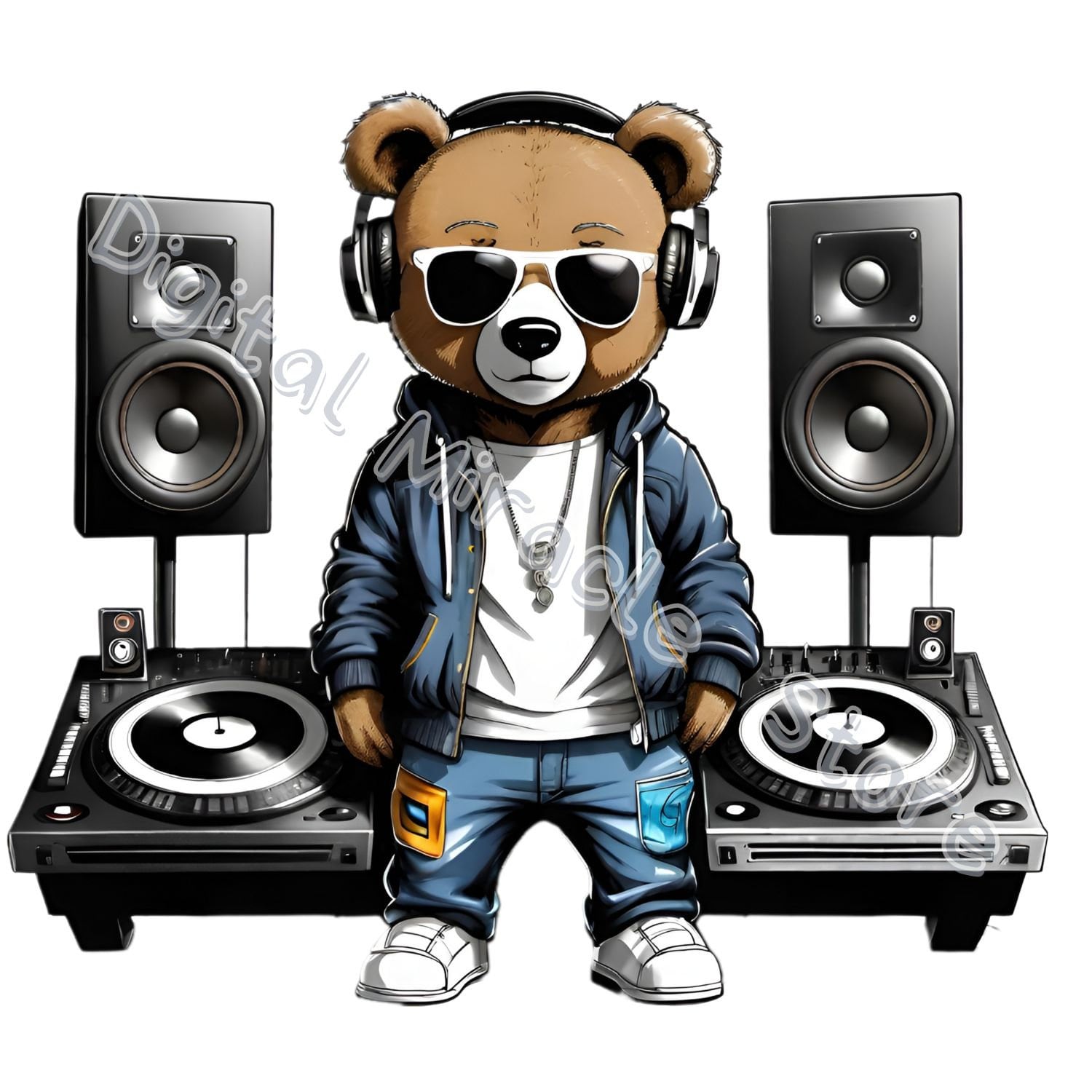Music Teddy Bear, DJ Teddy Bear, Music Clipart, Teddy Bear in Headphones, Cool Teddy Bear PNG ...