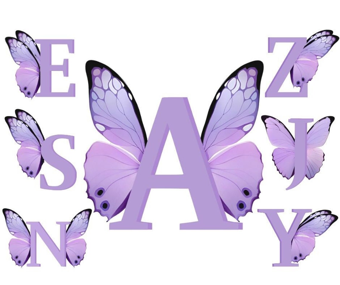 Butterfly Wing Letters, Butterfly Monogram Clipart, Butterfly Alphabet ...