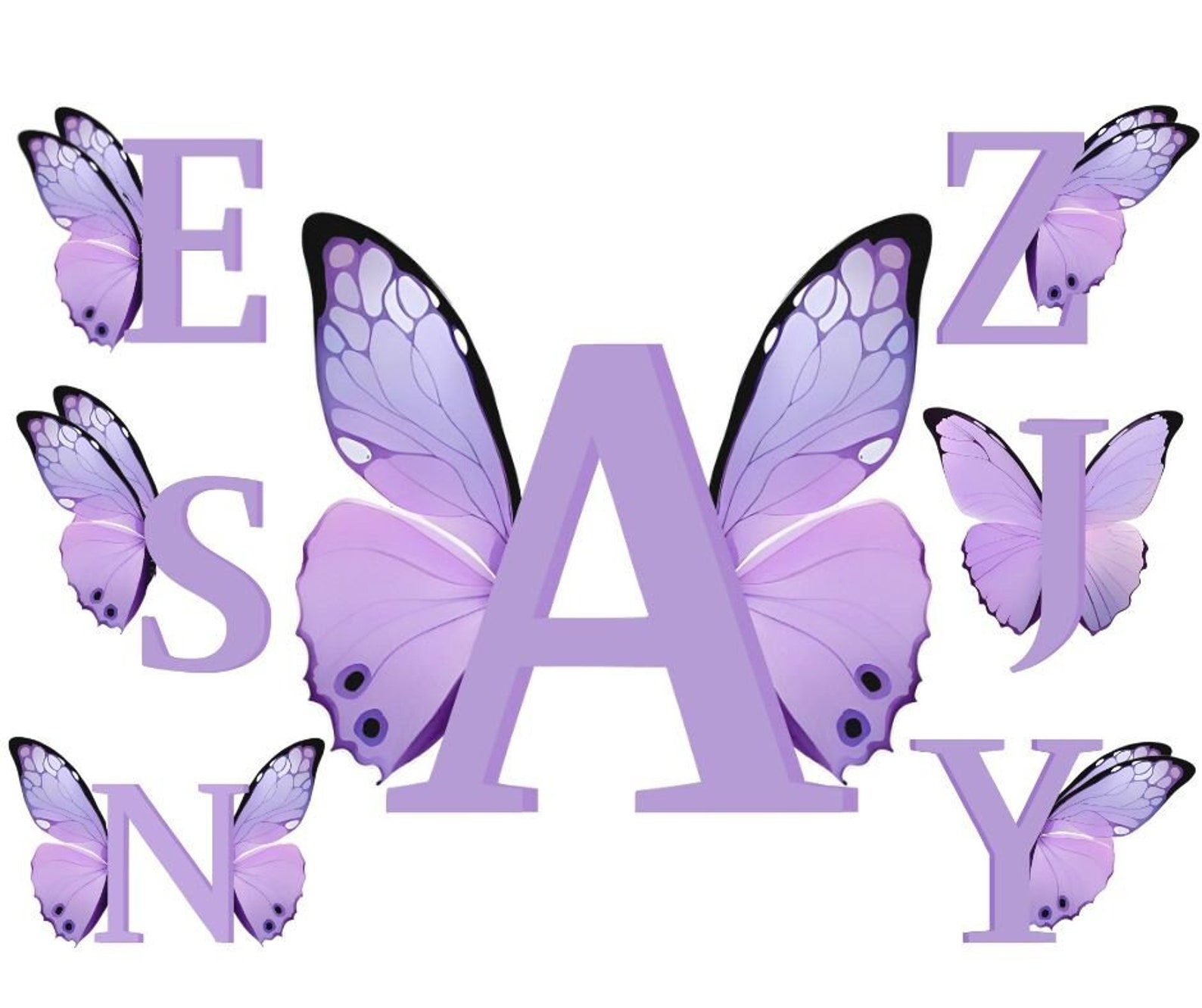Butterfly Wing Letters, Butterfly Monogram Clipart, Butterfly Alphabet ...