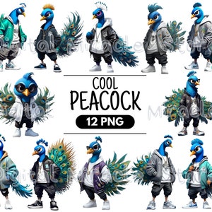 Cool Peacock, Funny Peacock PNG, Hip Hop Peacock Sublimation, Urban ...