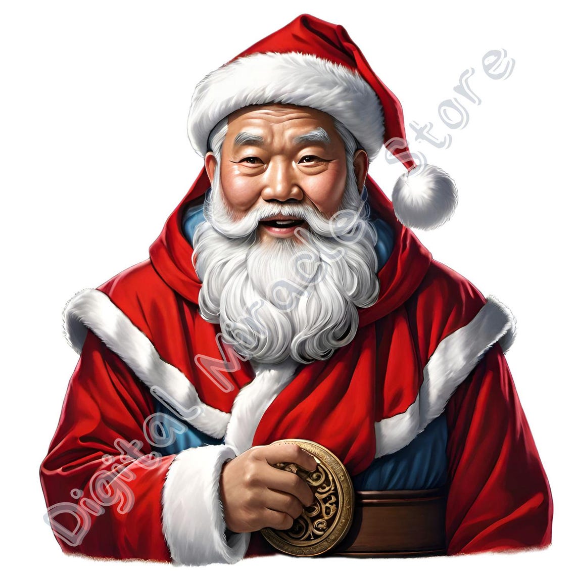Asian Santa, Cool Santa PNG, Asian Christmas, Funny Santa PNG, Korean ...