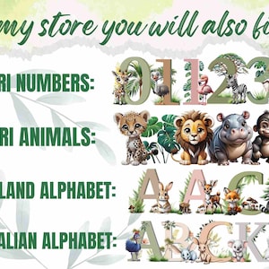 Jungle Alphabet, Cute Safari Animals Clipart, Jungle Animal Clipart ...