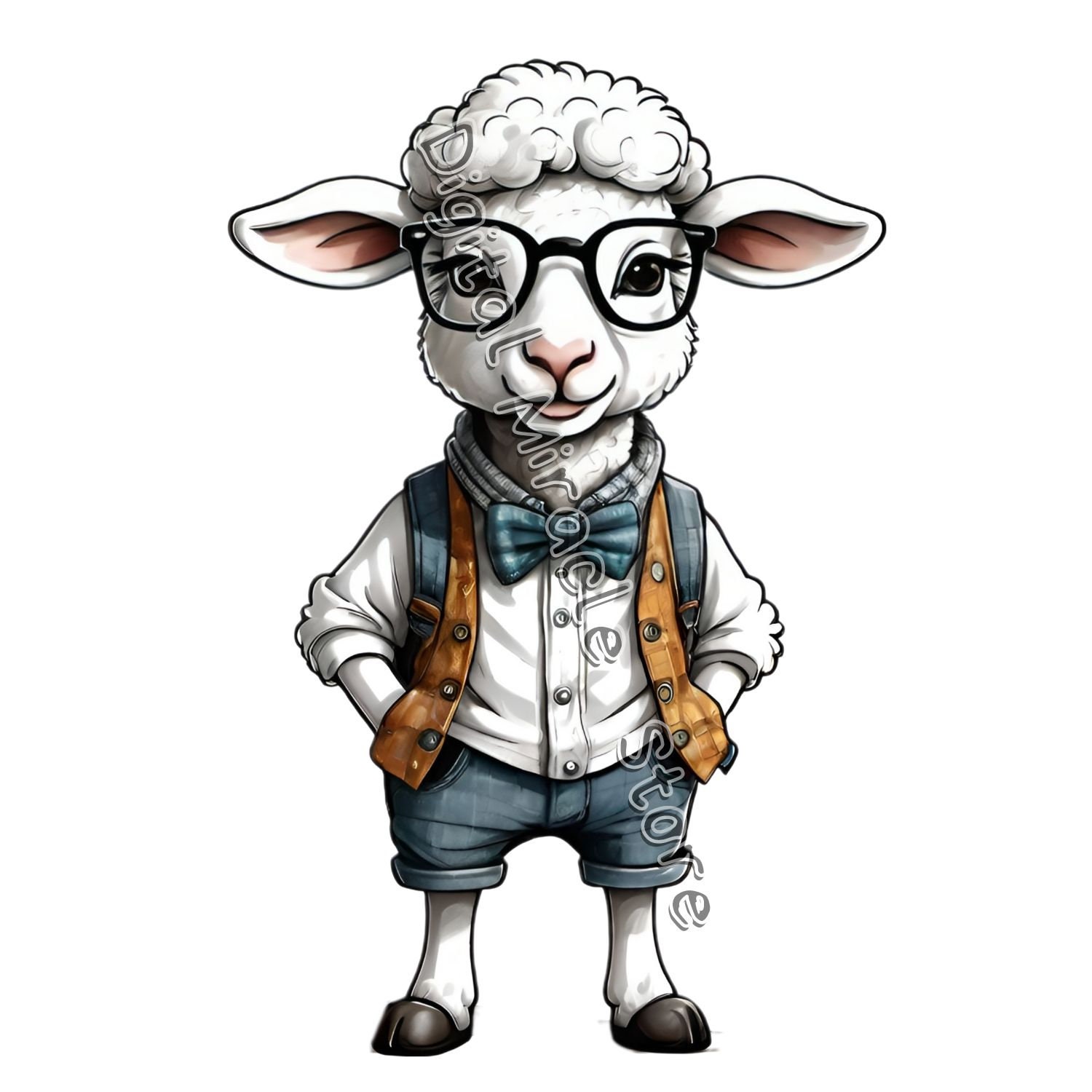 Funny Sheep Clipart, Sheep in Clothes, Cool Sheep, Hipster Sheep, Urban ...