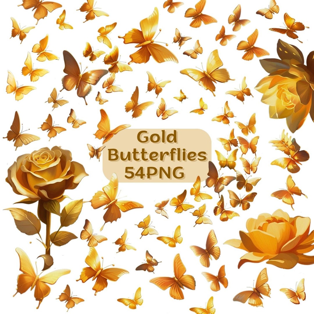 Gold Butterflies PNG Gold Butterfly Clipart Butterfly PNG - Etsy