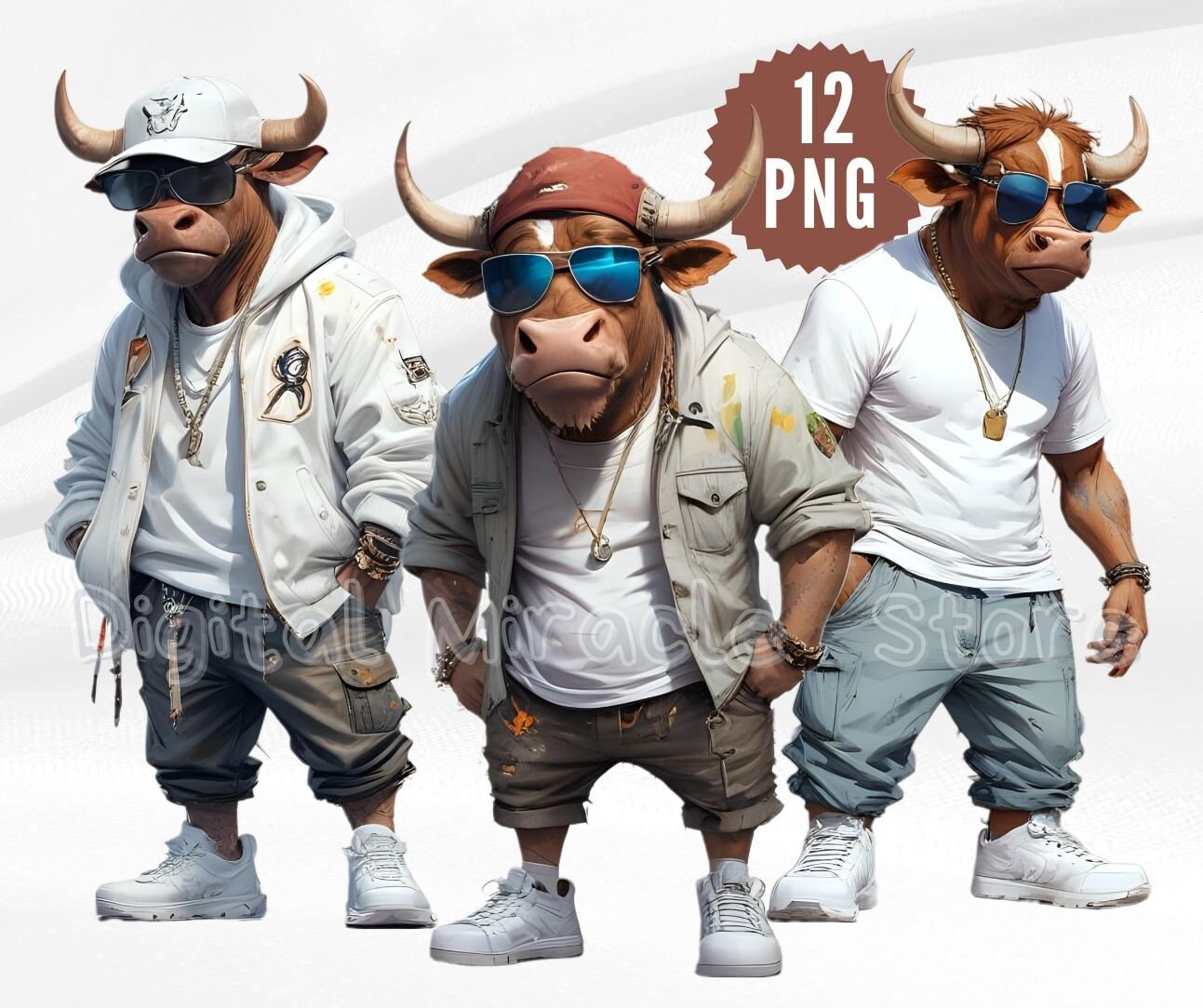 Cartoon Bull, Hip Hop Bull, Cool Bull, Funny Bull, Funny Farm Animal ...