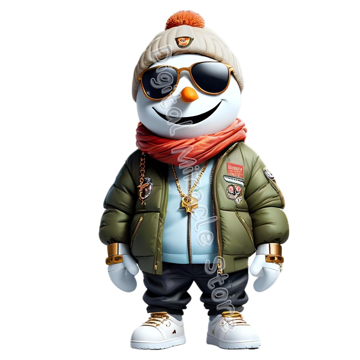 Christmas Snowman PNG, Cool Snowman, Hip Hop Snowman, Rapper Snowman ...
