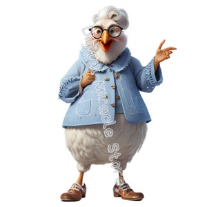 Grandma Chicken, Funny Chickens Clipart, Old Age Hen, Chicken With ...