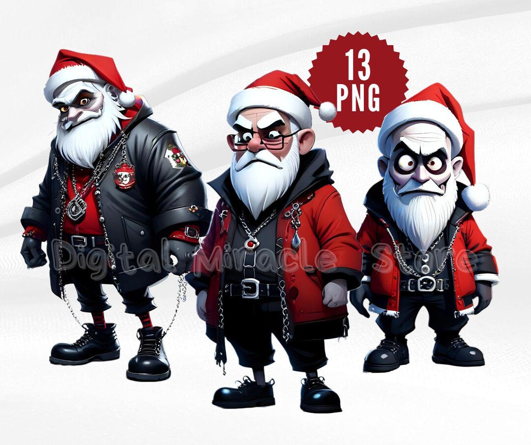 Goth Christmas, Gothic Santa Clipart, Spooky Christmas, Gothmas, Scary ...
