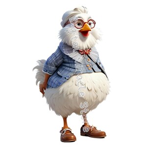Grandma Chicken, Funny Chickens Clipart, Old Age Hen, Chicken With ...