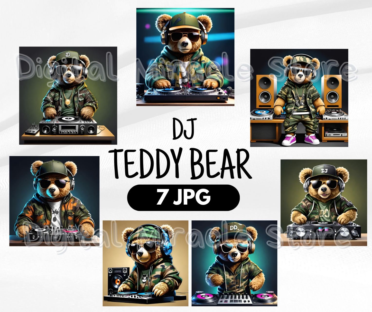 DJ Teddy Bear, Music Teddy Bear, Music Clipart, Teddy Bear in ...