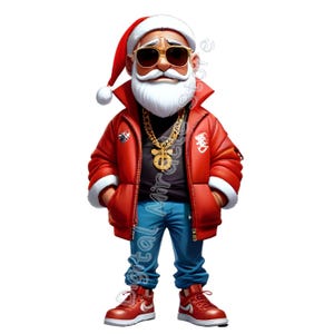 Hip Hop Santa, Cool Santa PNG, Santa With Sunglasses, Gangster Santa ...