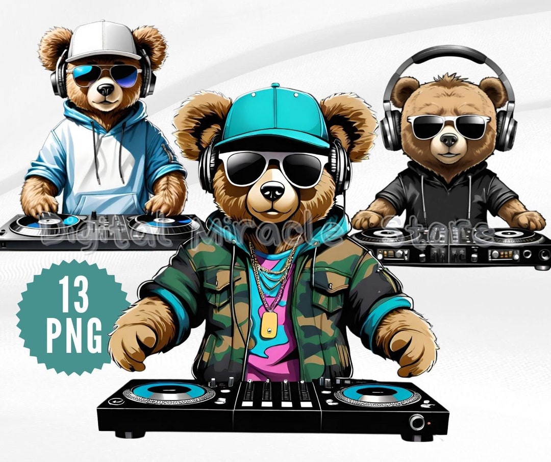 Music Clipart, DJ Teddy Bear, Music Teddy Bear, Teddy Bear in ...
