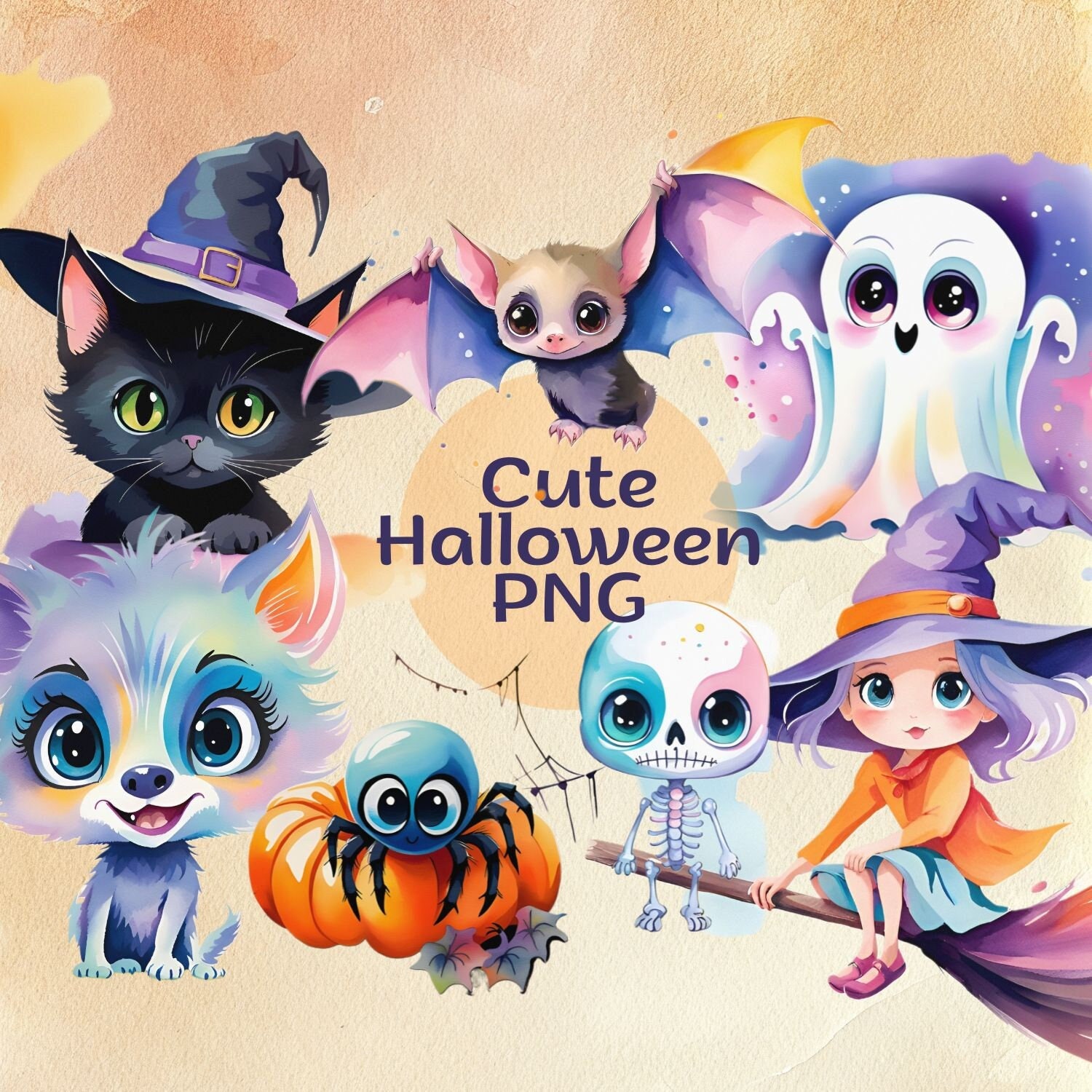 Halloween Clipart Cute Cute Halloween Bundle Halloween PNG - Etsy