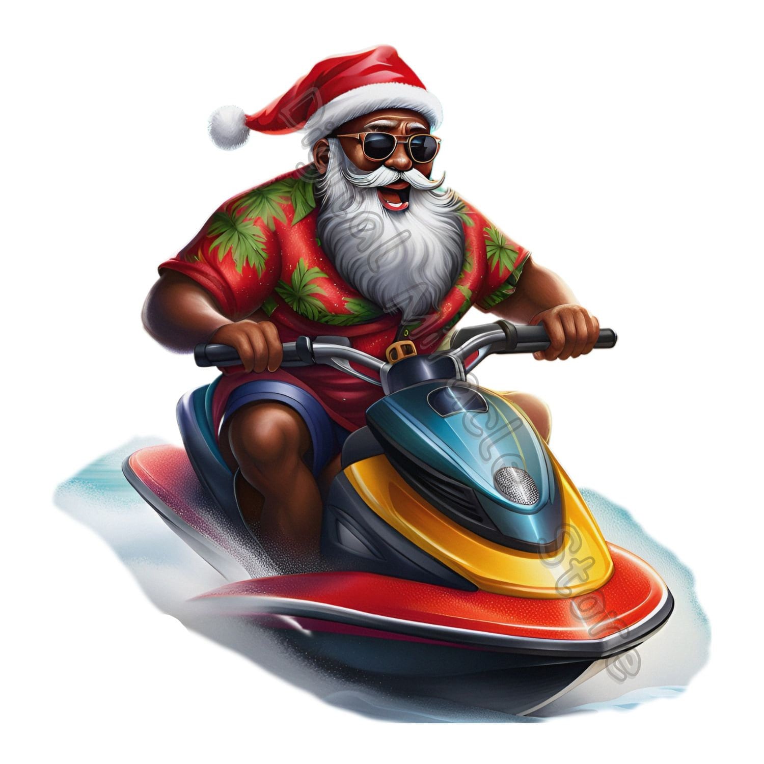 Black Santa PNG, Summer Santa, Coastal Santa, African American Santa ...