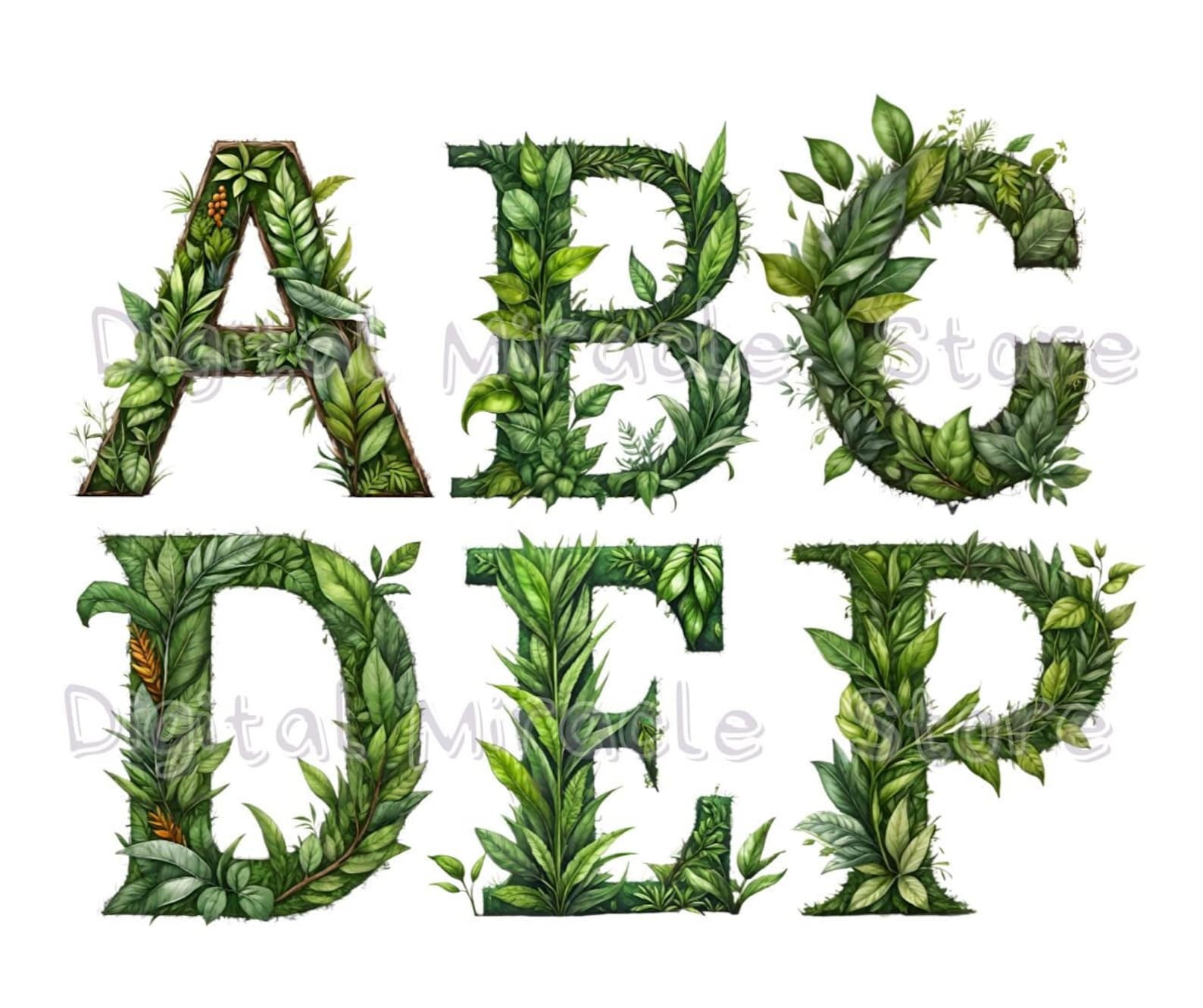 Jungle Alphabet, Tropical Leaves Alphabet, Moss Letters, Greenery ...