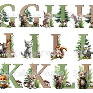Woodland Alphabet, Forest Alphabet, Woodland Animals Clipart, Cute ...