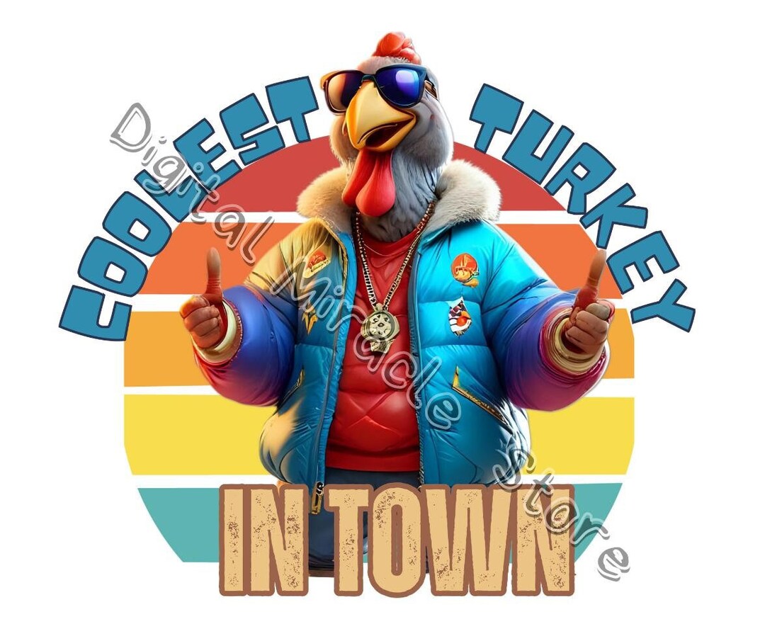 Coolest Turkey in Town PNG, Funny Turkey, Cool Turkey, Cartoon Turkey ...