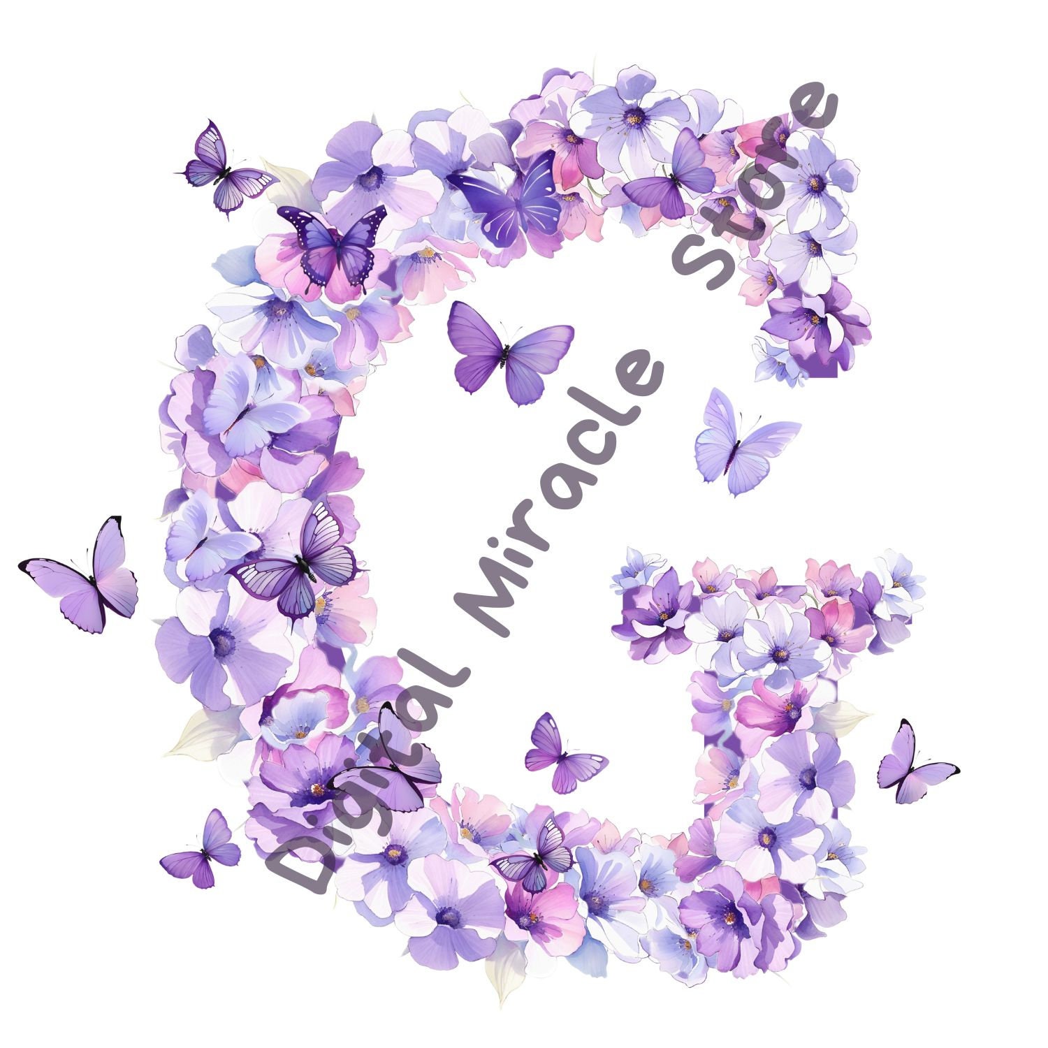 Floral Letters PNG, Purple Flowers Alphabet PNG, Flower Font PNG ...