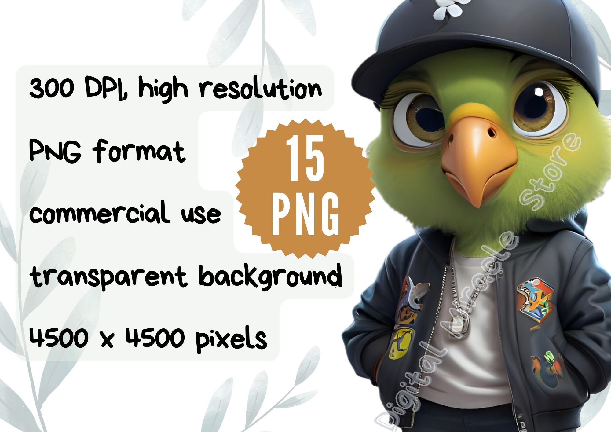 Cool Parrot Clipart, Funny Parrot PNG, Hip Hop Birds, Streetwear Parrot ...