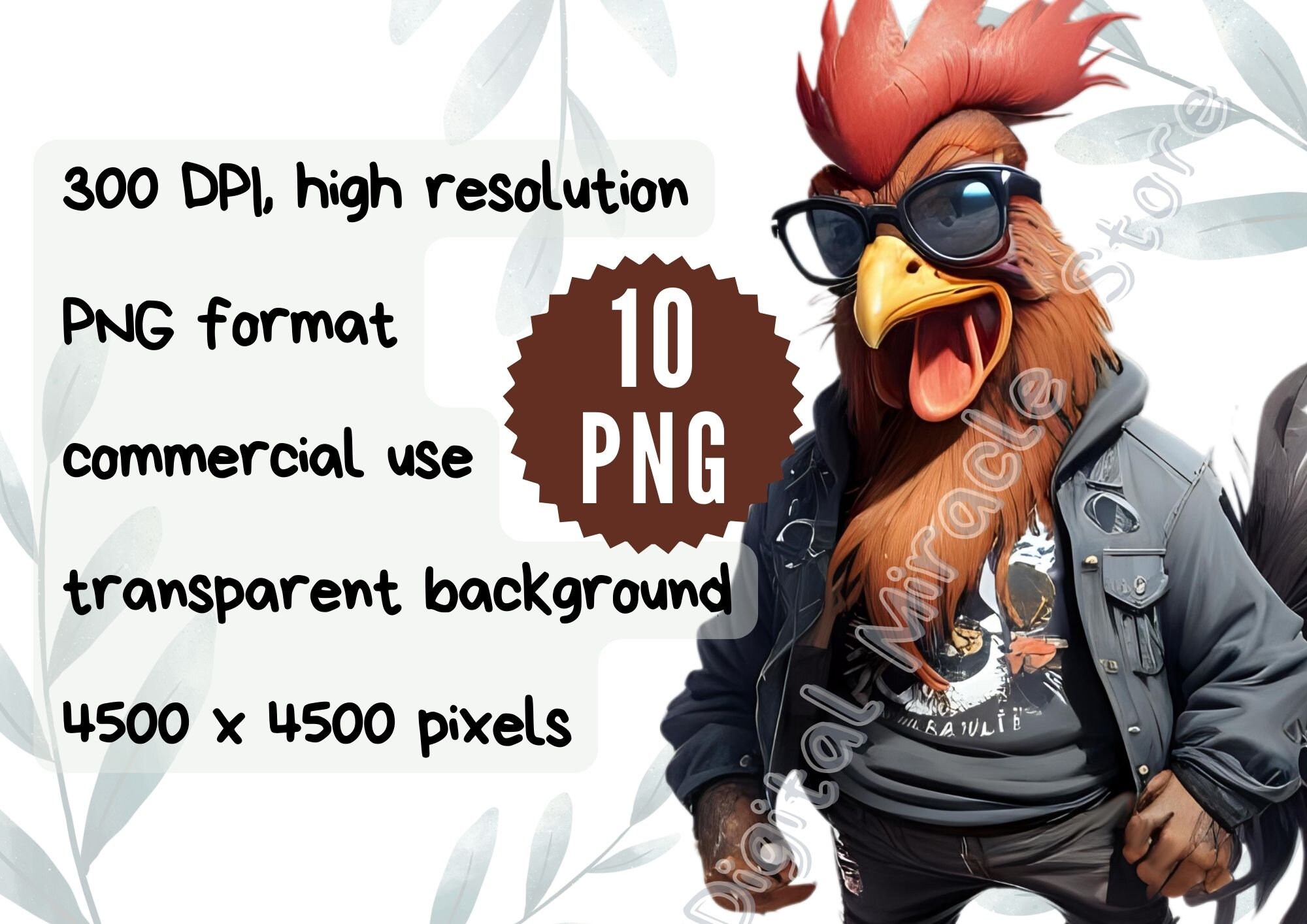 Funny Chickens Clipart, Hip Hop Rooster, Chickens in Clothes Clipart ...