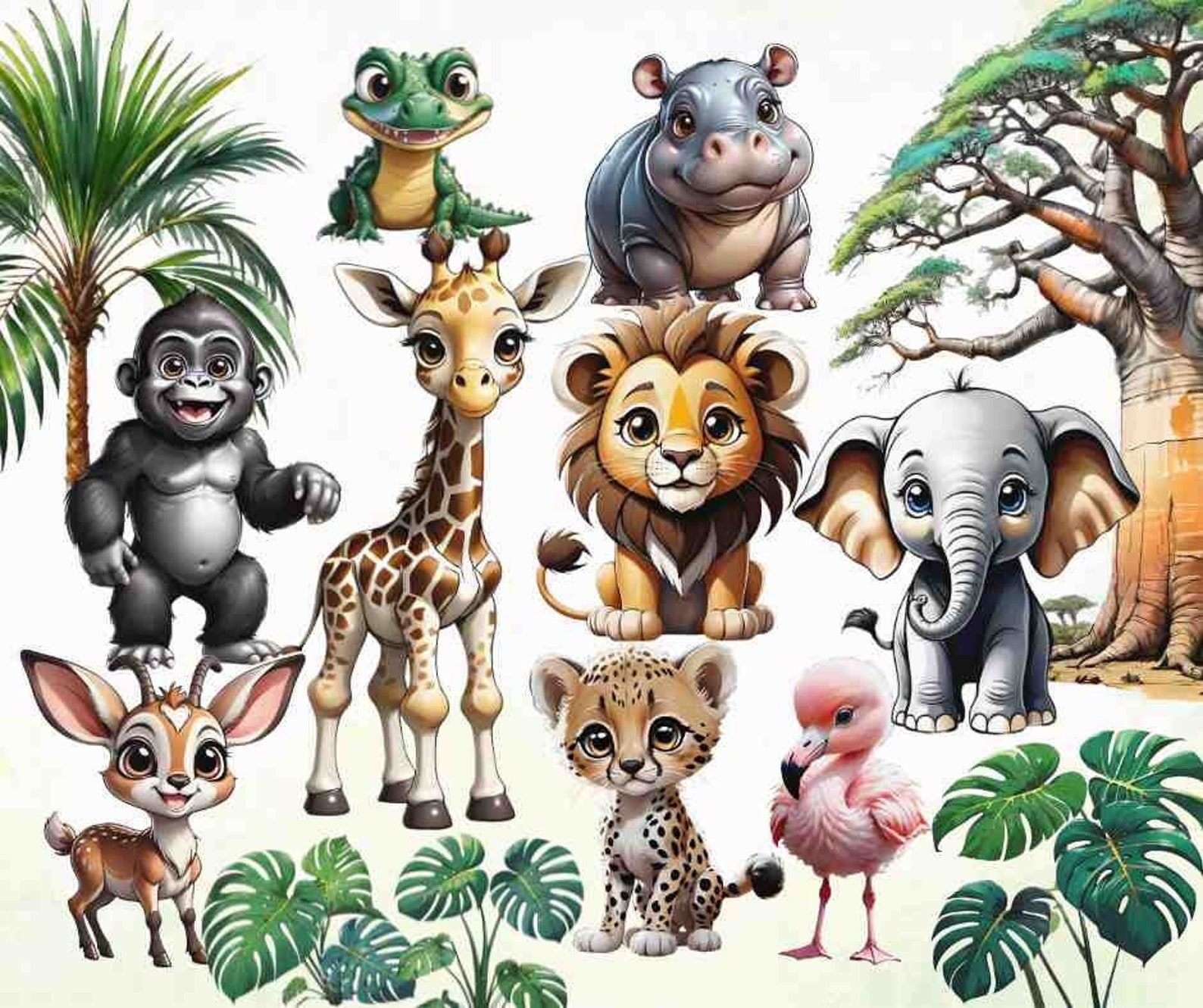 Safari Animals PNG, Baby Safari Animal Baby Shower, Jungle Animals ...