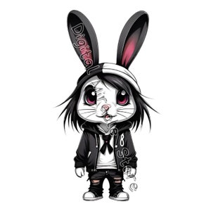 Emo Bunny PNG, Bunny Clipart, Emo Rabbit, Gothic Bunny, Punk Bunny ...